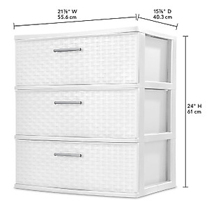 InTche 3 Drawer Wide Weave Tower White