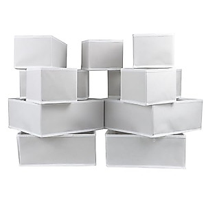 12 Pack Drawer Organizers for Clothing, Foldable Clothes Drawer Organizer for Underwear, Folded Clothes, Baby Clothing, Socks, Bra, Towels, Ties - Multi-pack Clothes Organizer Storage Box (White)