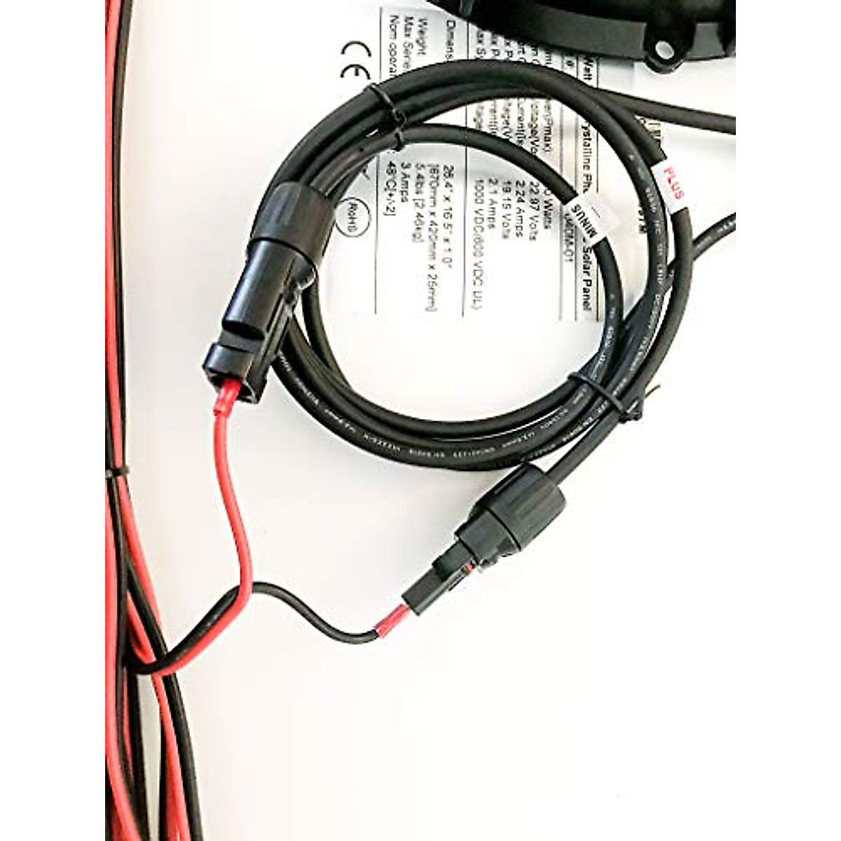 15' 14/16 Gauge Wire with Bullet connectors for Solar Panel Extension Wire