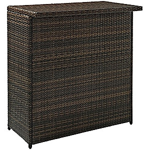 Crosley Furniture Palm Harbor 3-Piece Wicker Outdoor Bar Set with Two Stools for Backyard, Patio, Deck, Balcony, Brown