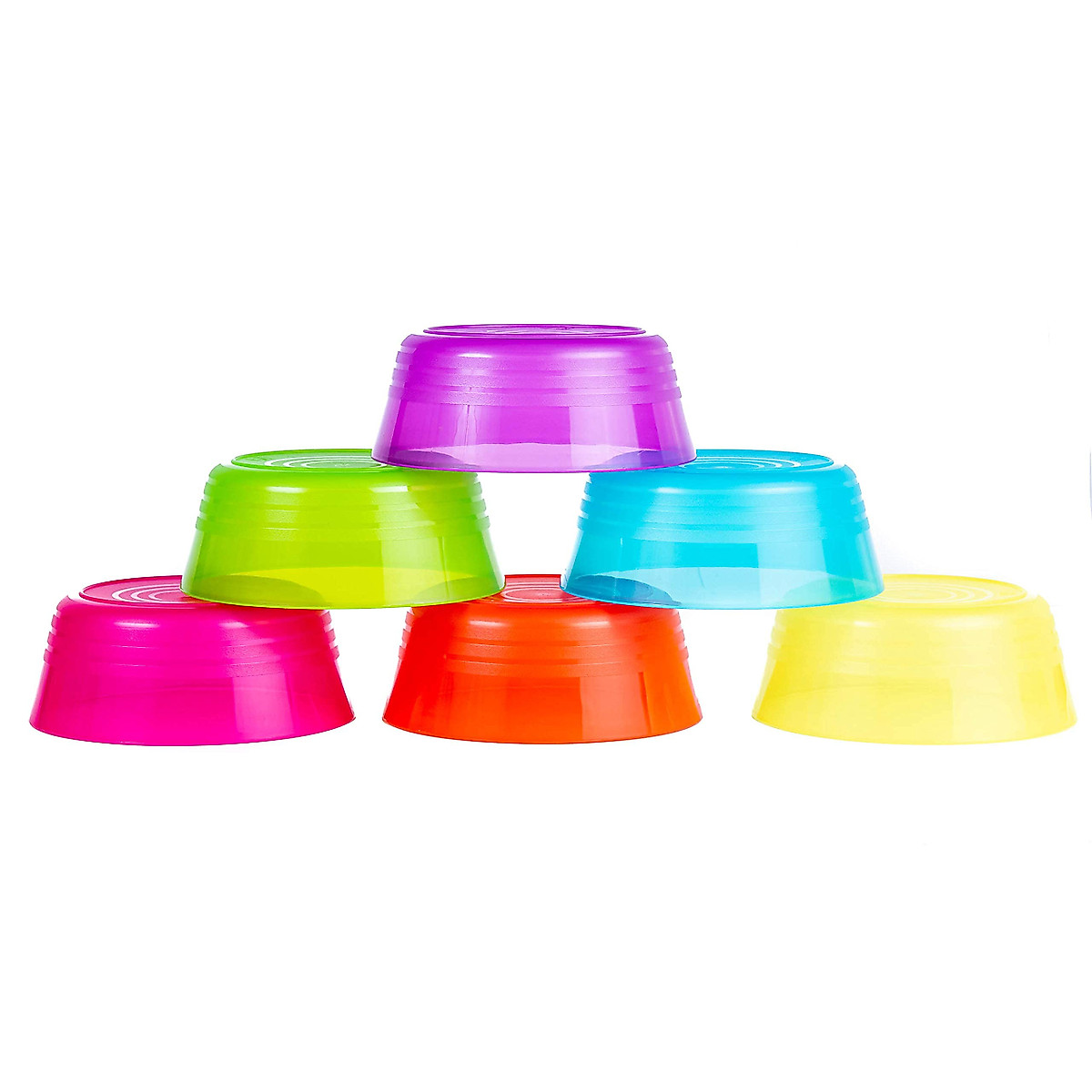 Cuddly Hippo Kids Plastic Dinnerware Set of 6 Multi Color Bowls - Reusable, BPA-Free, Dishwasher Safe and Microwaveable