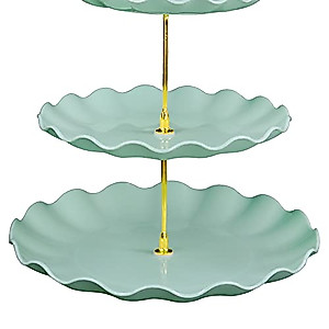 3 Pcs 3-Tier Cupcake Stand Fruit Plate Cakes Stand Tower for Halloween Wedding Home Birthday Tea Party Serving Platter (B-Round)