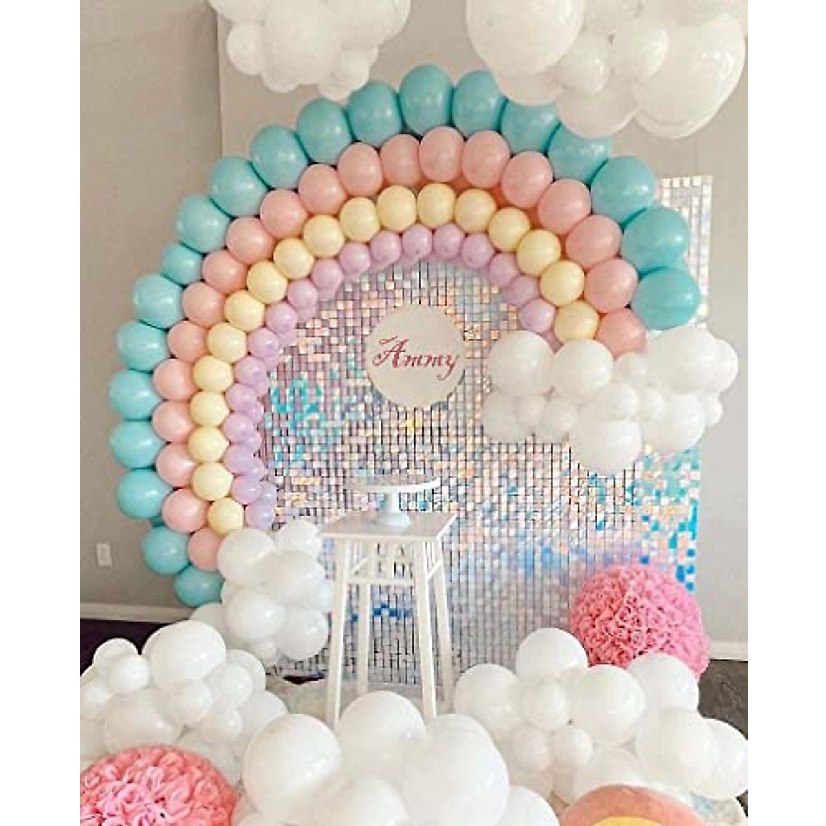 Kate Square Rainbow Blue Sequin Wall Panels Wedding Decoration Wall Shimmer Birthday Party (Pack of 12)