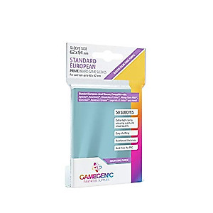 Prime Board Game Sleeves | Pack of 50 Extra-Clear Sleeves | 62 by 94 mm Card Sleeves Optimized for Standard European Card Games | Premium Card Protection | FFG Purple Color Code | Made by Gamegenic