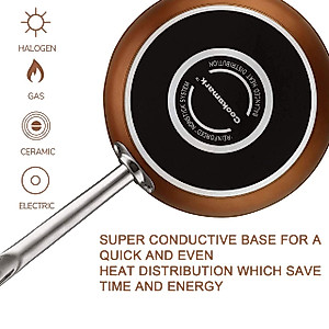 Cook Code 10-Piece Pots and Pans, White Ceramic Nonstick Copper Finish Cookware Set with Lids— Oven Suitable Dishwasher Suitable PFOA/PTFE Free