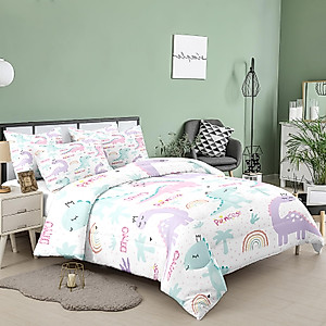 NINENINE Twin Bedding Sets for Girls Dinosaur Comforter Set Princess Bedding Toddler Comforter Sets for Kids Cute Bed Sets with 1 Comforter 1 Pillowcase