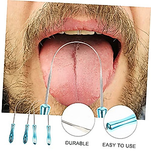 TOVINANNA 2pcs U-shaped Adults Scrapers Scraper Scraper for Mouth Brush Sky-blue Stainless Steel