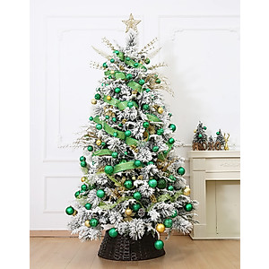 Christmas Ball Ornaments Green Christmas Tree Decorations with Hang Rope-36pcs Shatterproof Christmas Ornaments Set with 6 Styles in 3 Sizes(Small Medium Large)