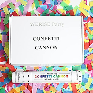Confetti Cannon Party Popper, WERISE Air Compressed Confetti Cannons Party Shooter for Wedding, Birthday, New Year's Party Celebrations with Biodegradable Multicolor Paper Confetti 12 inch - Set of 4