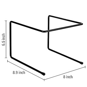 MyGift Set of 6 Black Metal Pizza Pan Riser Stands - Tabletop Hot and Cold Food Platter Tray Display - Countertop Baking Sheet Wire Cooling Racks