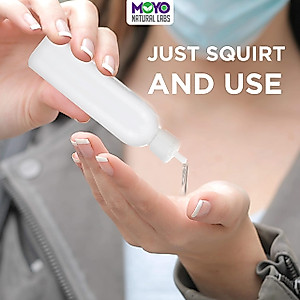 MoYo Natural Labs 4 oz Squirt Bottles, Squeezable Empty Travel Containers, BPA Free HDPE Plastic for Essential Oils and Liquids, Toiletry/Cosmetic Bottles (Neck 20-410) (Pack of 12, White HDPE)
