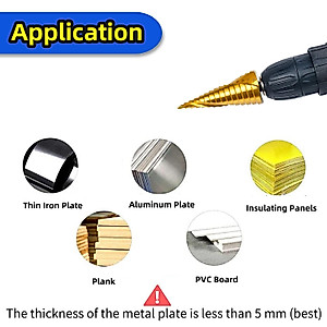 Step Drill Bit Set for Metal, MiKiTok(6Pcs) HSS Unibit Metric Step Drill Bit Set for Steel，Plastic, Wood, Sheet Metal Hole Drilling with Center Punch and Cleaning Brush(4-12/4-20/4-32mm)