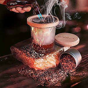 Cocktail Smoker Kit with Torch - Whiskey, Bourbon, Wine Drink Smoker Infuser Kit for Old Fashioned Cocktail, Includes Wood Smoking Chips - 4 Flavors Oak, Apple, Chery, Hickory, Gift for Bourbon Lover