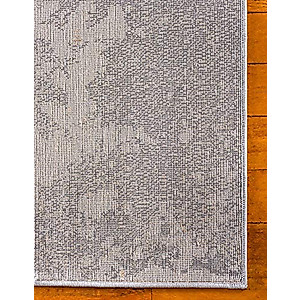 Unique Loom Metro Collection Area Rug (6' 1" x 9' Rectangle, Light Gray/ Gray)