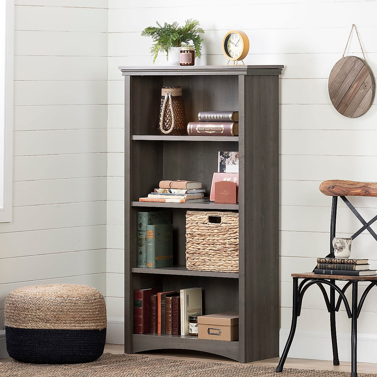 South Shore Artwork 4-Shelf Bookcase, Gray Maple
