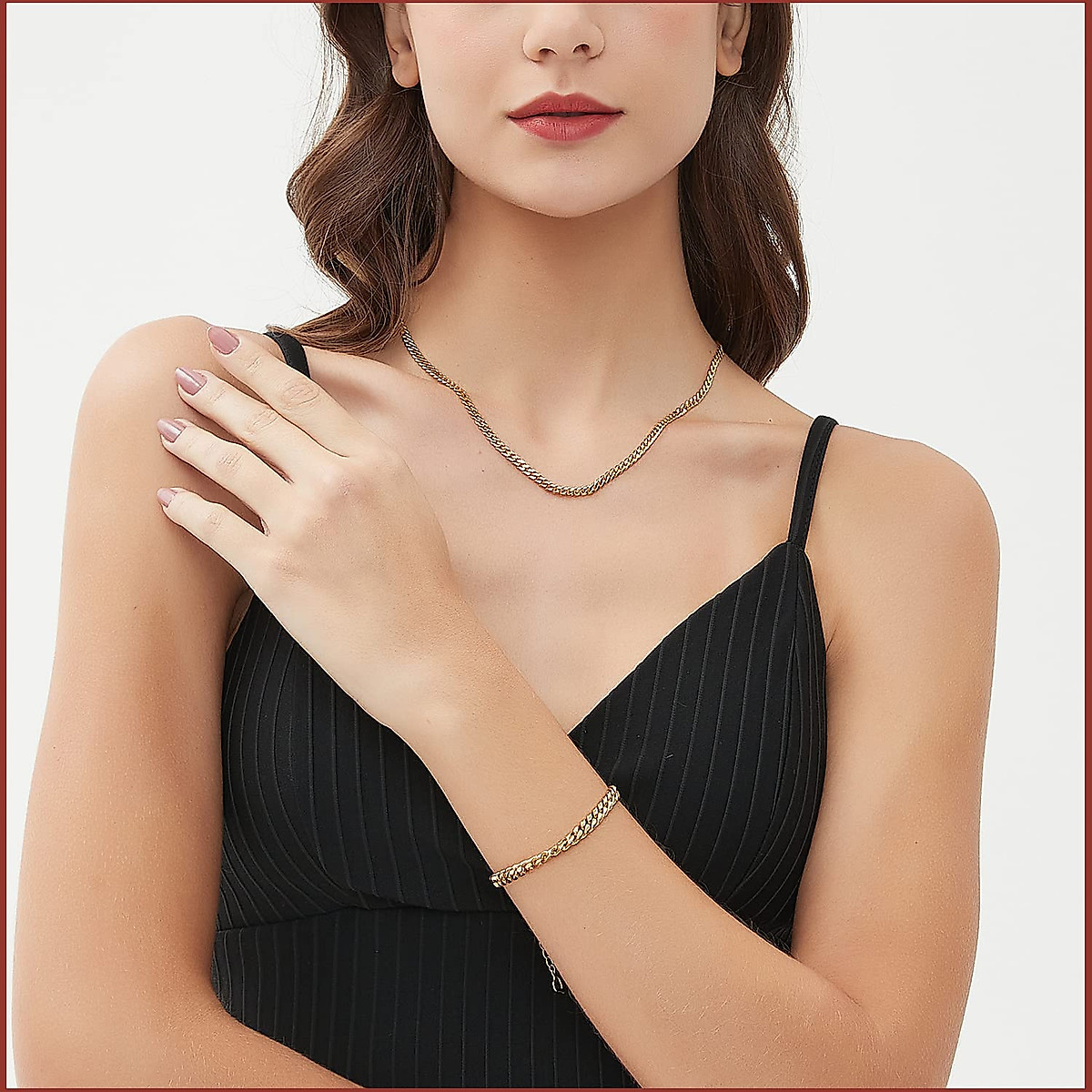 Jewlpire Gold Bracelet for Women, Dainty 18K Real Gold Plated Bracelets Jewelry for Women Cuban link Chain Bracelet Adjustable Trendy Jewelry Gifts