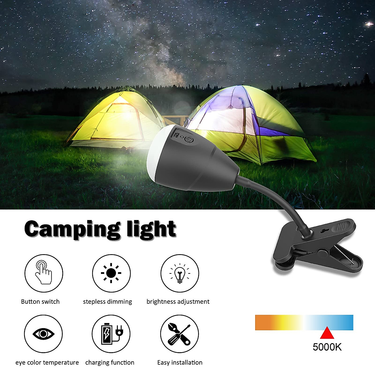 Afirst Clip on Light, LED Clamp Lamp for Desk 4400mAh, Rechargeable Flexible Dimmable Lighting Reading Study Table Lamp, 11 Inches