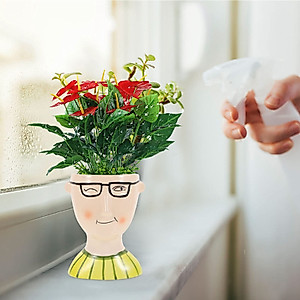 BESPORTBLE Vase Face Flower Pot Human Head Flowerpot Ceramic Head Planter Head Planter Pot Planters for Indoor Plants Sculpture Flower Pot Modern Face Succulent Pot Succulents Nordic Ceramics