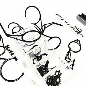 Kalavarma Fishing Rod Repair Kit 40 Pcs for Spinning and Casting Rod Guides,Set Mixed Size Single Leg Stainless Steel,one Piece Stamped Frame Fishing Rod Repair Kit Guide Tip Top Repare