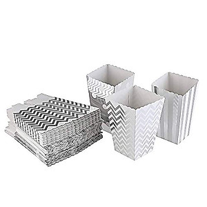 Popcorn Boxes Cardboard Candy Boxes Container Polka Dot Stripe Chevron Ripple，For Birthday, Bridal and Baby Shower，Carnival/Graduation/Party/Movie/Fiesta，Dessert Tables Wedding Party Supplies 36pcs