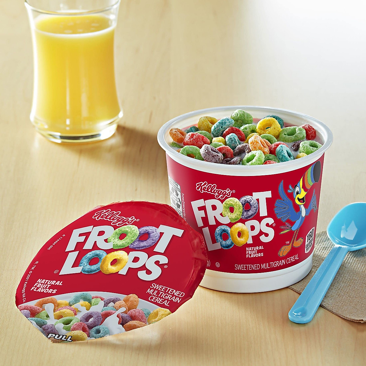 Kellogg's Froot Loops Breakfast Cereal Cups, Fruit Flavored, Breakfast Snacks with Vitamin C, Original, 18oz Case (12 Cups)