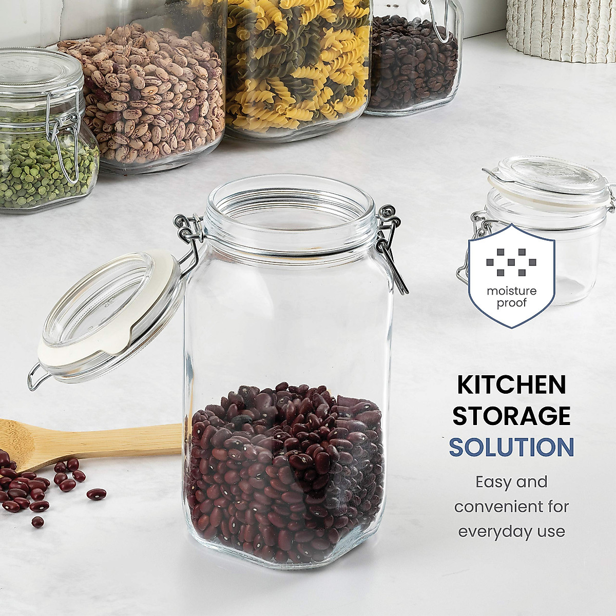 Bormioli Rocco - Food Storage Container - Glass Fido Jars - Hermetic Sealed Hinged Airtight Lid for Fermenting, With Paksh Chalkboard Labels 50 3/4 Ounce (1.5 Liter)