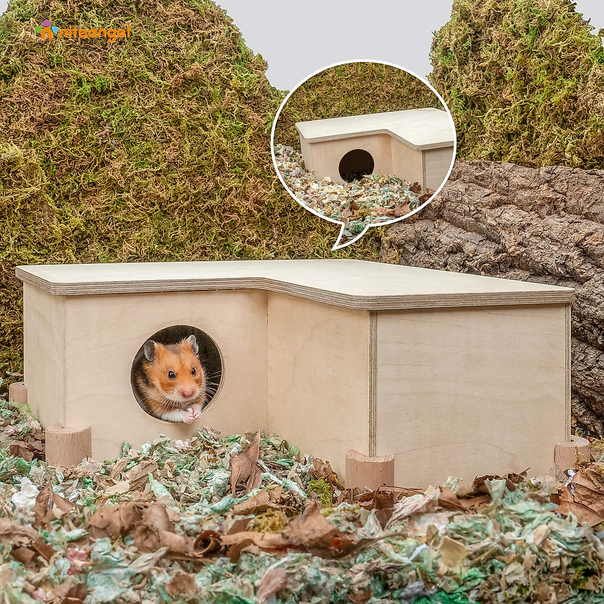 Niteangel Set of Beech Stilts for Elevating & Safely Setting Multi-Chamber Series Maze House (Set of 5 Stilts (4.33'' H))