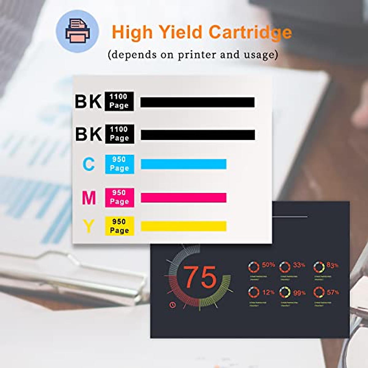 Run Star Remanufactured 5 Pack 702XL Black Ink Cartridge Replacement for Epson T702XL 702XL T702XL120 for Epson Workforce Pro WF-3720 WF-3733 WF-3730 All-in-One Printer (2Black/Cyan/Magenta/Yellow)