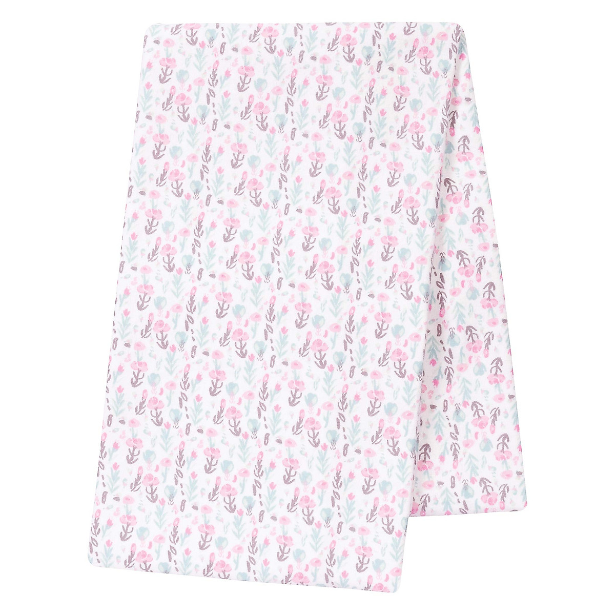 Trend Lab Pastel Painterly Floral Jumbo Deluxe Flannel Swaddle Blanket-Pastel Painterly Floral Watercolor Print, 100% Cotton Flannel, Pinks, Teal, Mint, Gray, 48 in x 48 in
