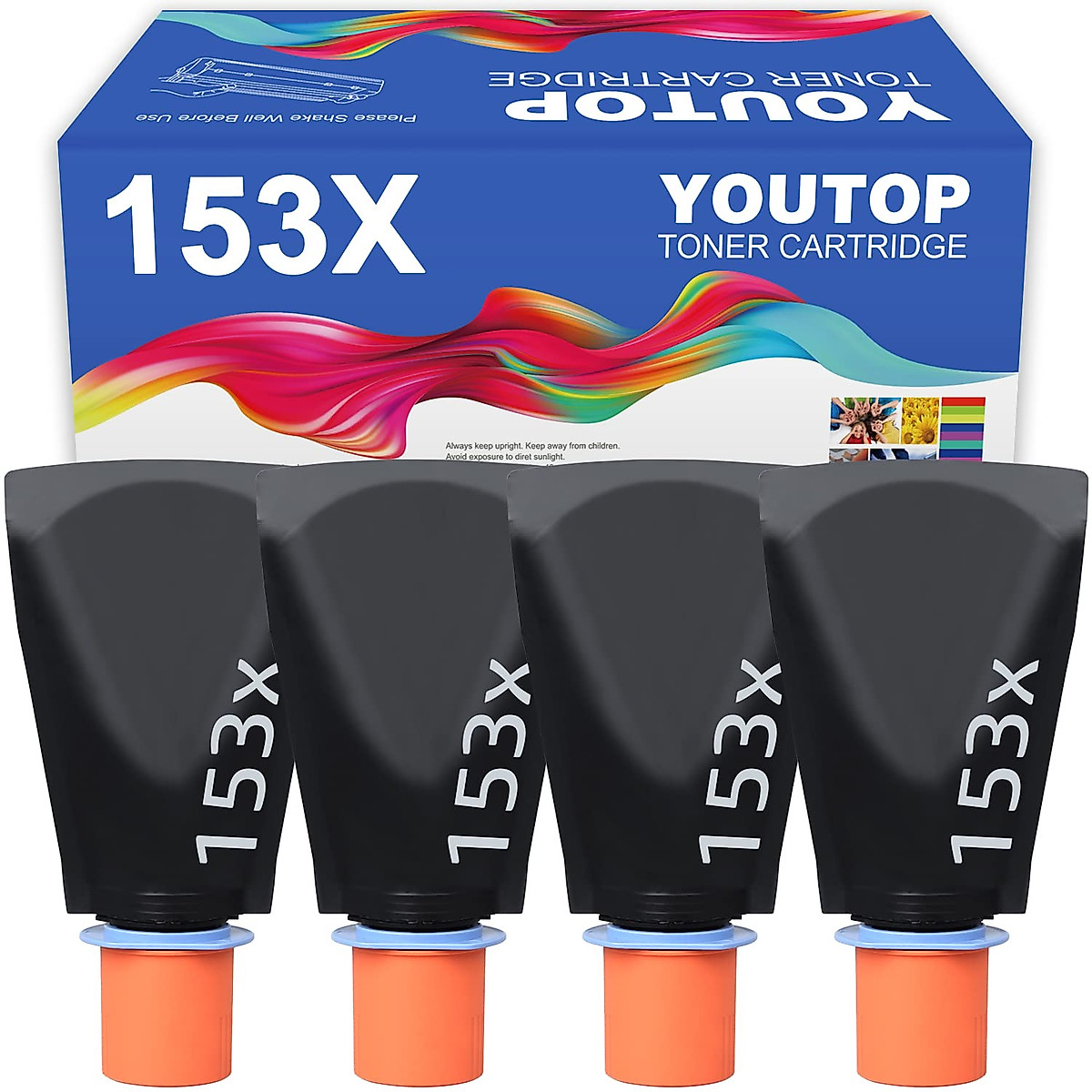 YOUTOP 4PK 153X (W1530X) High Yield Black Toner Reload kit Compatible for HP Tank 2504dw 2506dw MFP 2604sdw 2606sdn