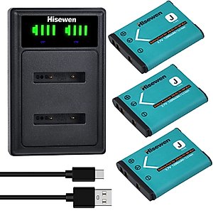 Hisewen EN-EL19 Battery 3 Pack and Dual USB Charger kit for Nikon Coolpix S32, S33,S100, S2800, S3100, S3200, S3300, S3500, S3600, S3700, S4100, S4200, S4300, S5200, S5300, S6500, S6800, S7000