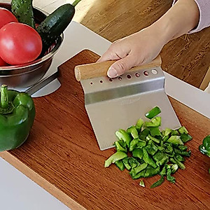 ALLTOP Dough Bench Scraper/Cutter/Chopper Stainless Steel Blade with Herb Stripper,Multipurpose Kitchen Pastry Tool with Scale Ruler - Leaf Remover - 1 Pack