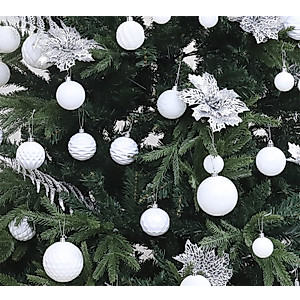 Christmas Balls Ornaments -36pcs Shatterproof Christmas Tree Decorations with Hanging Loop for Xmas Tree Wedding Holiday Party Home Decor,6 Styles in 3 Sizes(White)