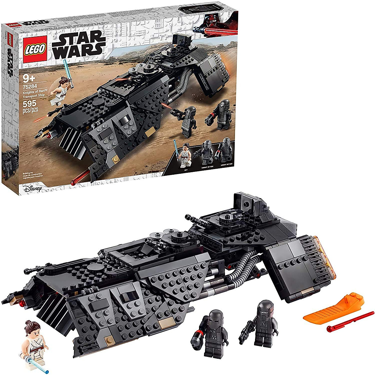 LEGO Star Wars: The Rise of Skywalker Knights of Ren Transport Ship 75284 Spacecraft Set, Features Knights of Ren and Rey Minifigures to Role-Play Star Wars Missions (595 Pieces)