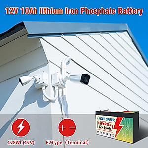 DEESPAEK 12V 10Ah LiFePO4 Battery, Rechargeable Deep Cycle Lithium Batteries with 10A BMS, Perfect for Alarm System, Backup UPS, Radio, and Emergency Lighting