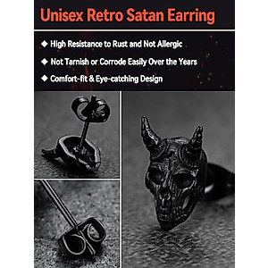Punk Satan Stud Earrings 316L Stainless Steel Satanic Jewelry for Woman