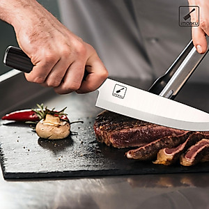 imarku 8 Inch Pro Kitchen Knife High Carbon Stainless Steel EN 1.4116 Japanese Knife Chef's Knives with Ergonomic Handle Single Edge Ultra Sharp Knife Unique Christmas Gifts for Woman and Man