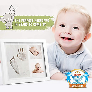 Baby Memory Book First 5 Years Journal And Baby Handprint Footprint Keepsake Kit Bundle - All Family, LGBT, Single Mom Dad, Adoptive - Baby Prints Photo Frame for Newborn