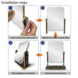 YOOMEISHALY Wooden Desk Mirror 360 Degree Swivel Mirror Single-Sided Makeup Table Mirror, Portable Removable Countertop Private Room High-Definition Make Up Mirror (X-Large), Wood Grain