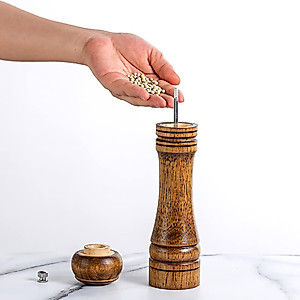 UUYYEO Wooden Pepper Grinder Mill Manual Salt Grinder Refillable Pepper Mill Shaker Spice Grinder with Adjustable Coarseness 5 Inch