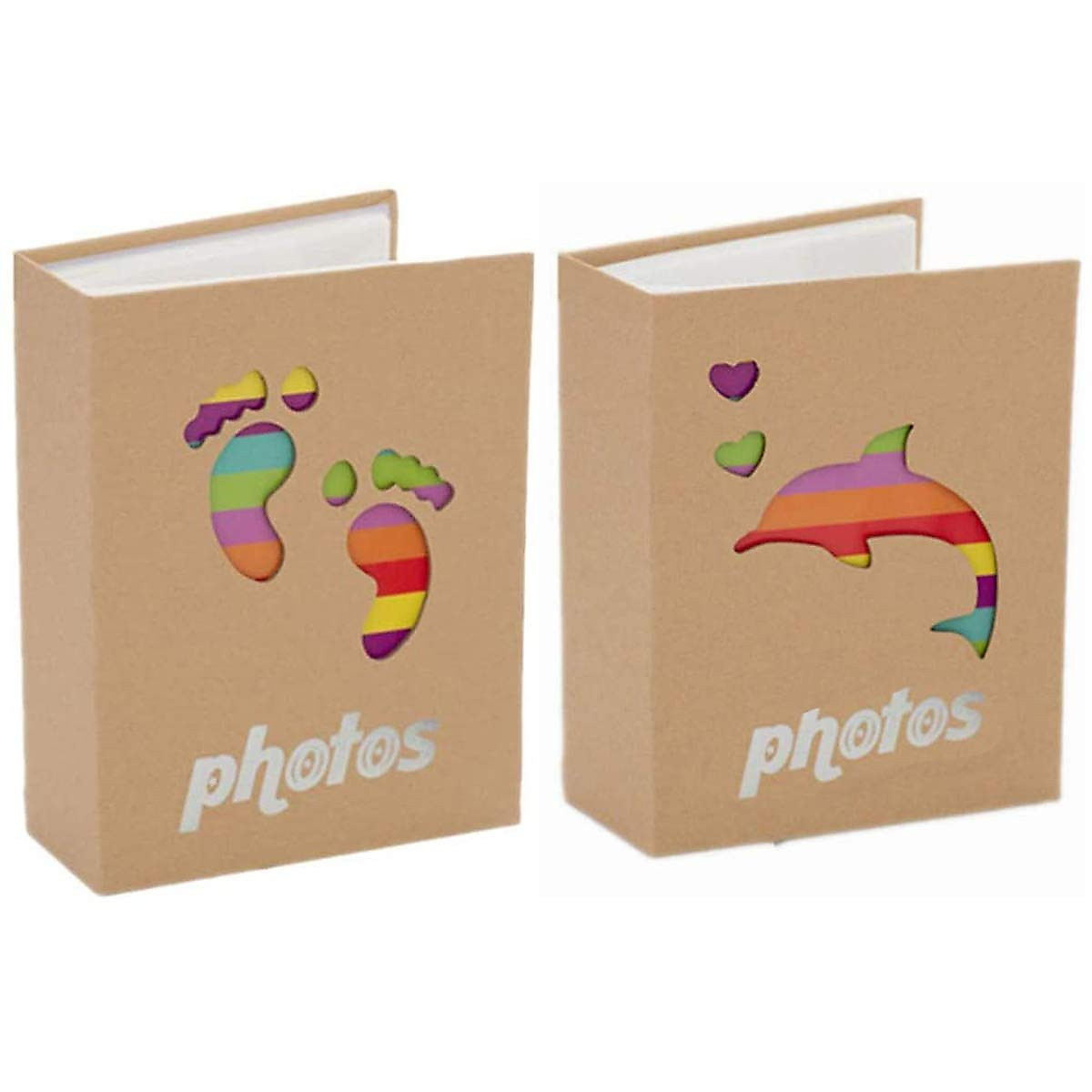 ALMIGHTY 2pcs Baby Photo Album 4x6 inch Scrapbook Guestbook Sketchbook Scrapbooking 200 Pockets Photo Album for Kids Girl Boy Cute Photo Album for Home Family Children (Brown)