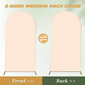 Spandex Fitted Arch Backdrop Cover Chiara Arch Cover Backdrop Fabric,2-Sided Wedding Arch Cover for Wedding Ceremony Birthday Party Baby Shower Banquet Decoration(Beige, 2.6 x 6 ft)