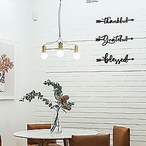 3 Pcs Thankful Grateful Blessed Cutout Sculptures Arrow Signs Rustic Wall Art Ornaments Blessed Thankful Grateful Word Signs Wood Decorative Accent Decors for Farmhouse Kitchen Living Room (Black)