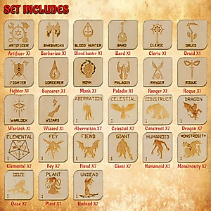 D&D Tabletop Game Tokens Fantasy RPG Hero and Monster Token Set of 112 Pieces Perfect for Dungeons & Dragons and Pathfinder (Wooden)