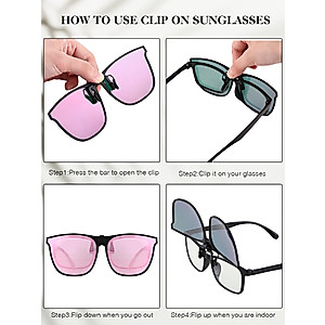 Frienda 3 Pair Oversize Polarized Clip-on Sunglasses Large Anti-glare TR90 Frame Flip up Driving Glasses for Women Men (Yellow)