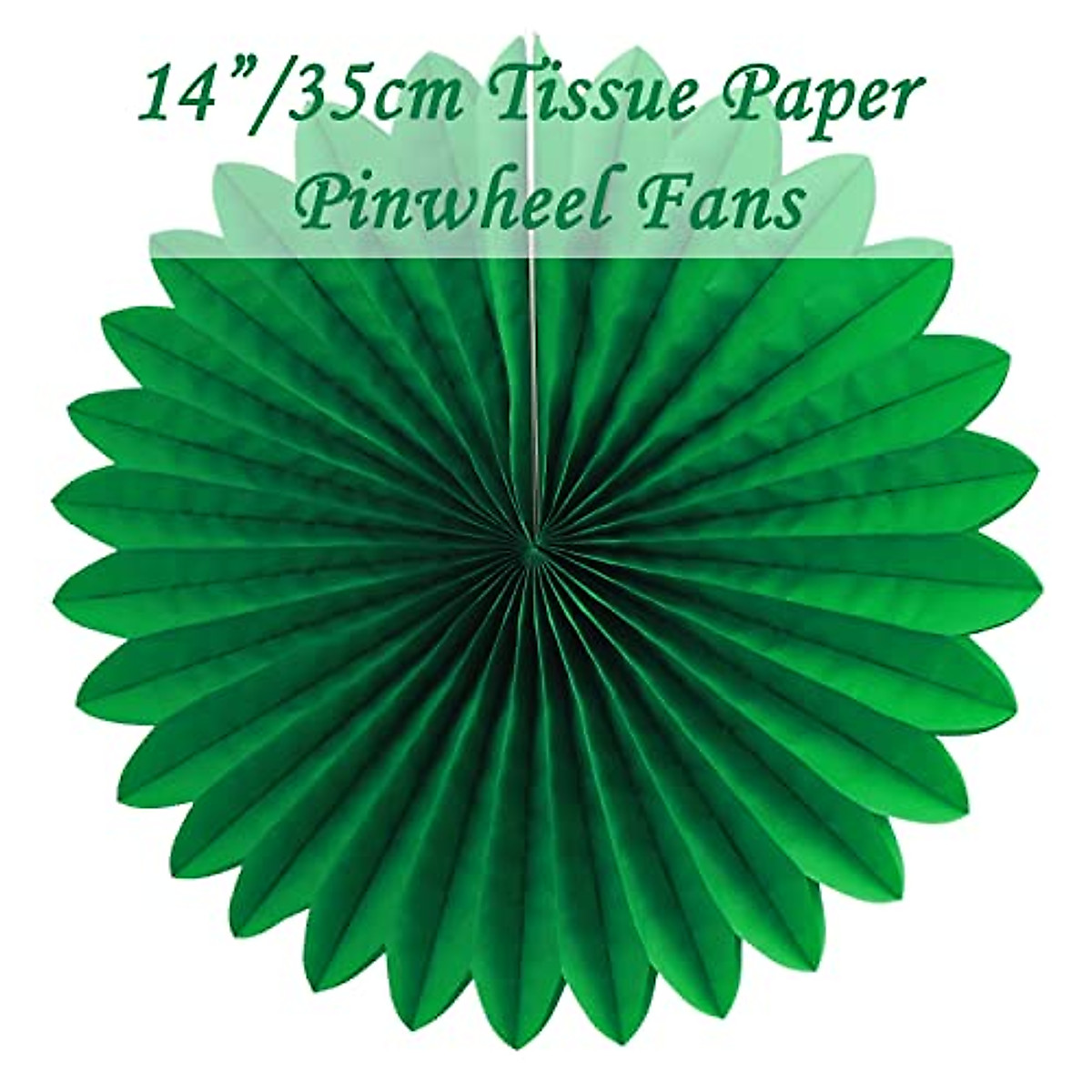 Dark Green Hanging Tissue Paper Fans Party Decoration Set for Birthday, Anniversary,Party Accessories for Juneteenth, Christmas, St. Patrick's Day, Wholesale Decorative Paper Fans, 6 Pack