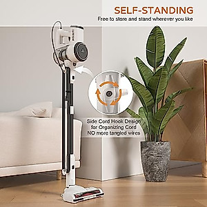 Girnoor Vacuum Cleaner, 600W Powerful 20KPA Suction Corded Stick Vacuum Cleaner with LED Floor Head, Self-Standing &Multi-Tool, Lightweight Handheld Vacuum for Hardwood Pet Hair G165