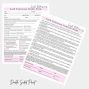Lash Extension Eyelash Consent, Intake, Aftercare forms with Mapping length curl application style | 75 Pack | 25 of each Consent, Intake, Aftercare, and Design Forms for Lash Artists | 8.5 x 11 inch