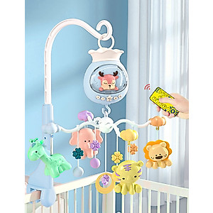 Musical Baby Crib Mobile, Nursery Baby Mobile for Crib with Music Motor Spinner, Cartoon Baby Crib Toys for Boys & Girls, Crib Mount Mobiles with 18 lullabies, Hanging Rotating Rattles (Cars)