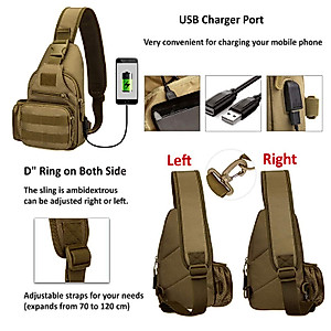 Tactical Military Chest Sling Bag Water Resistant MOLLE Shoulder Backpack Mens One Strap Daypack with Water Bottle Holder